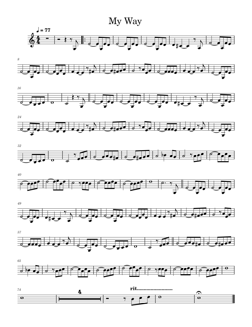 My way – Frank Sinatra My way – sheet music for aerophone Sheet music ...