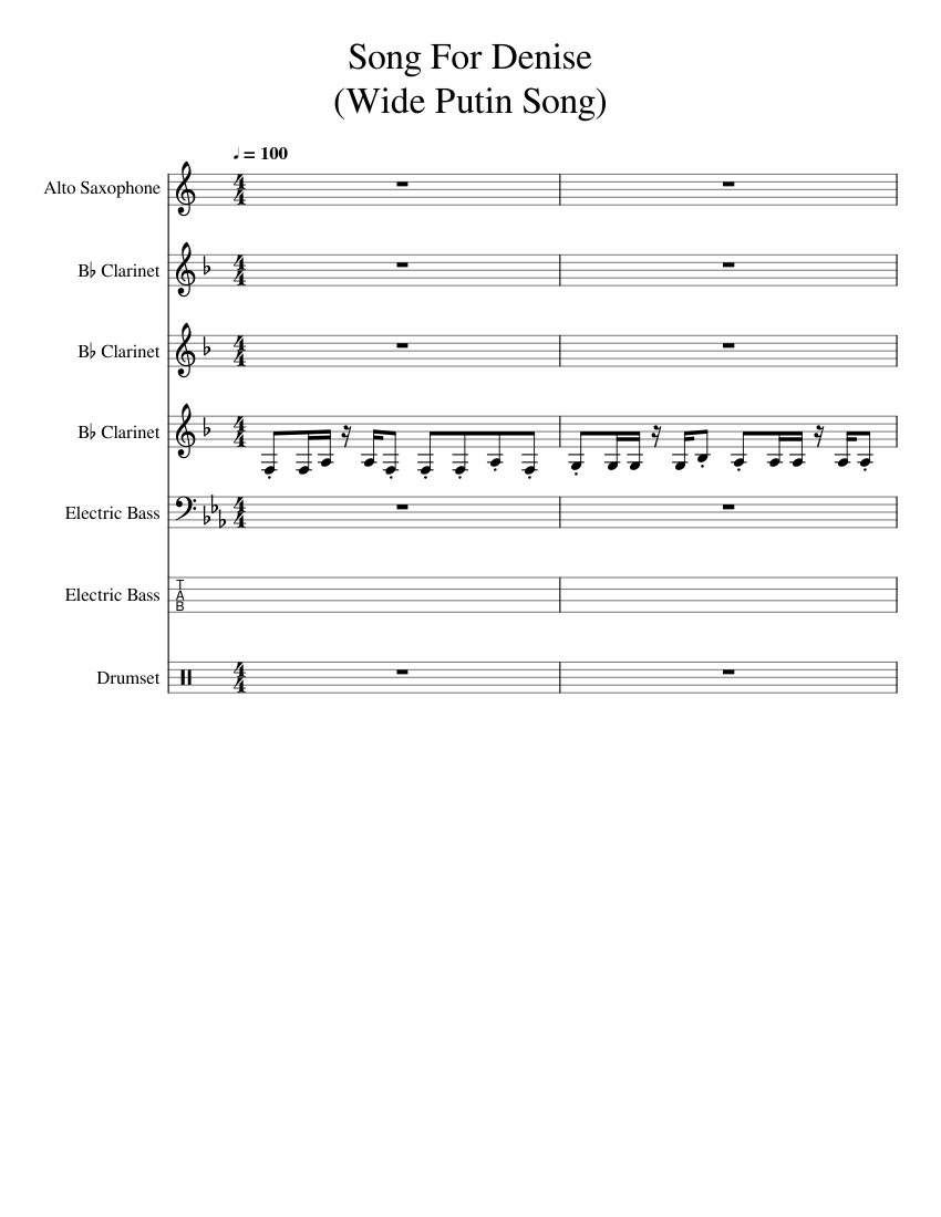 Song For Denise Sheet Music for Clarinet in b-flat, Saxophone alto ...