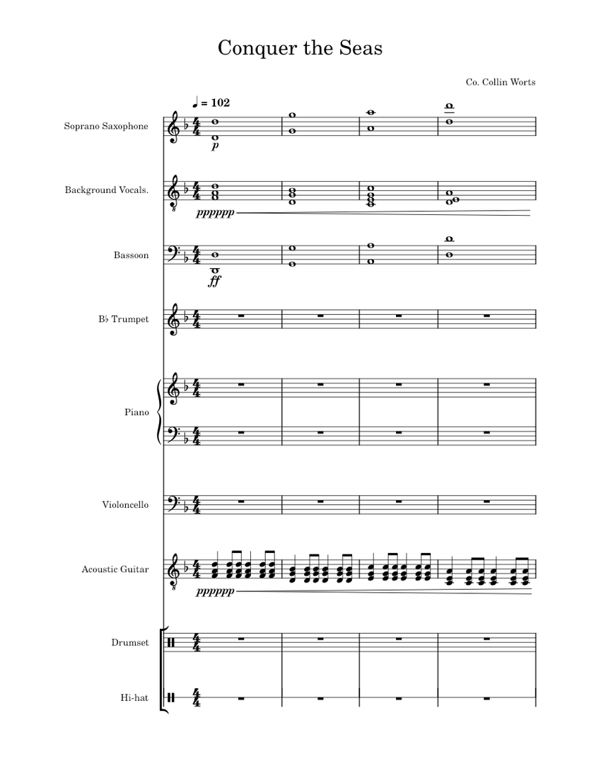Conquer the Seas Sheet music for Piano, Tenor, Bassoon, Trumpet in b ...