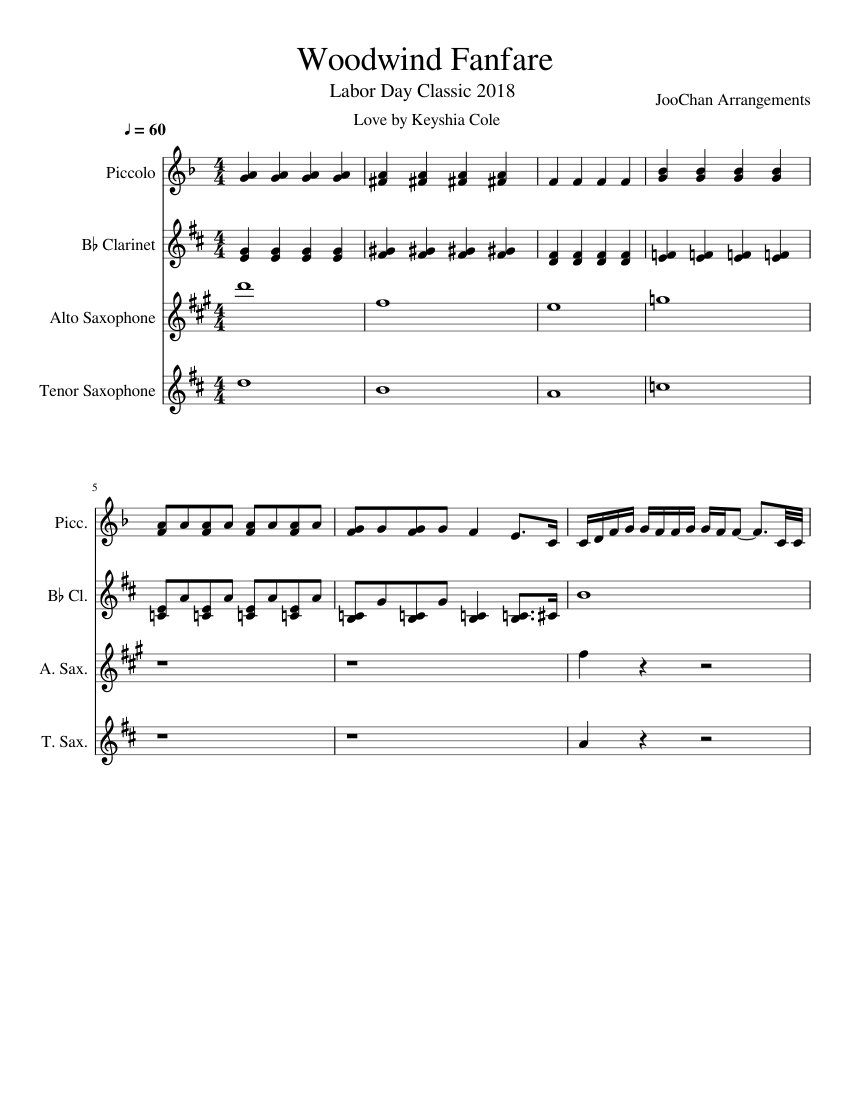 Woodwind Fanfare Sheet music for Flute piccolo, Clarinet in b-flat ...