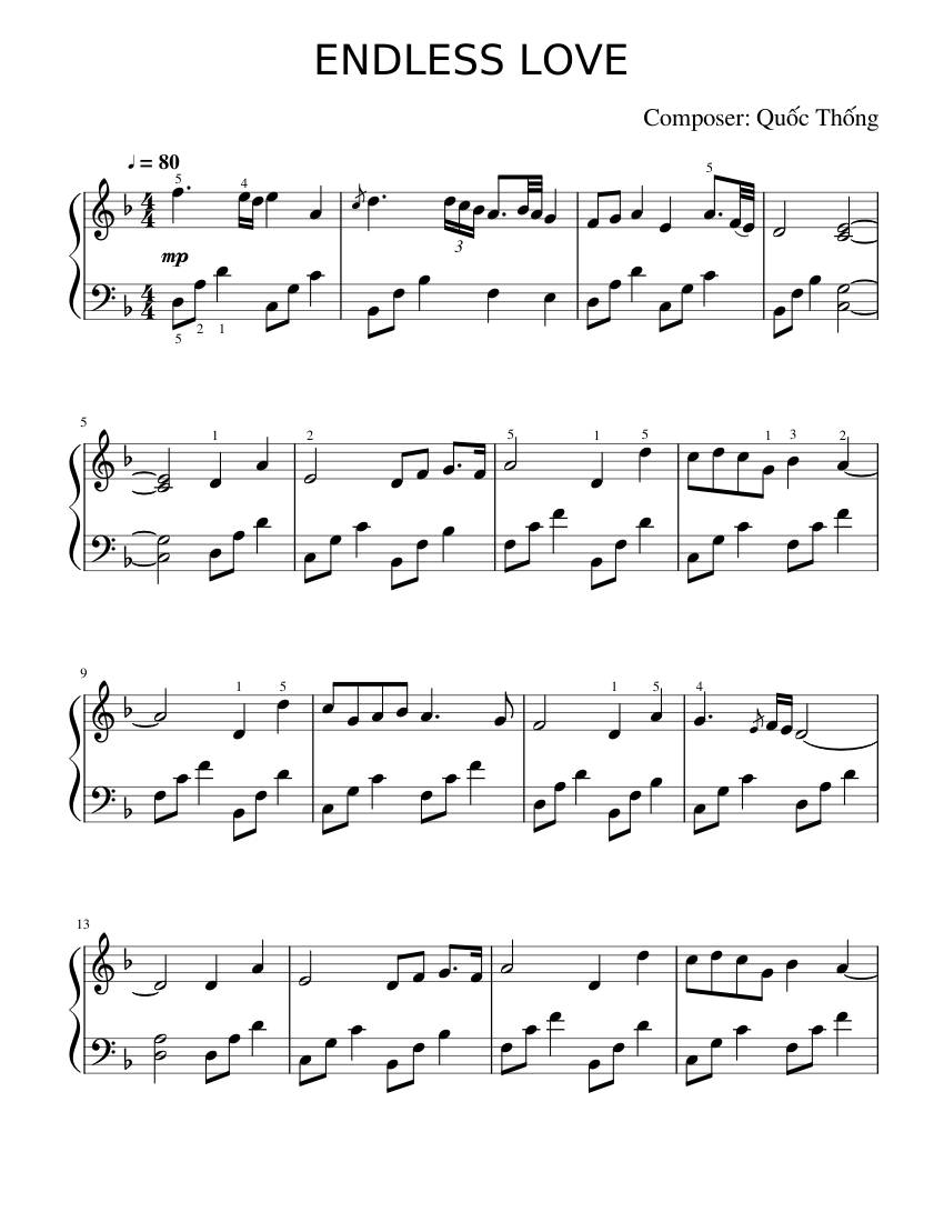 ENDLESS_LOVE Sheet Music for Piano (Solo) easy | MuseScore.com
