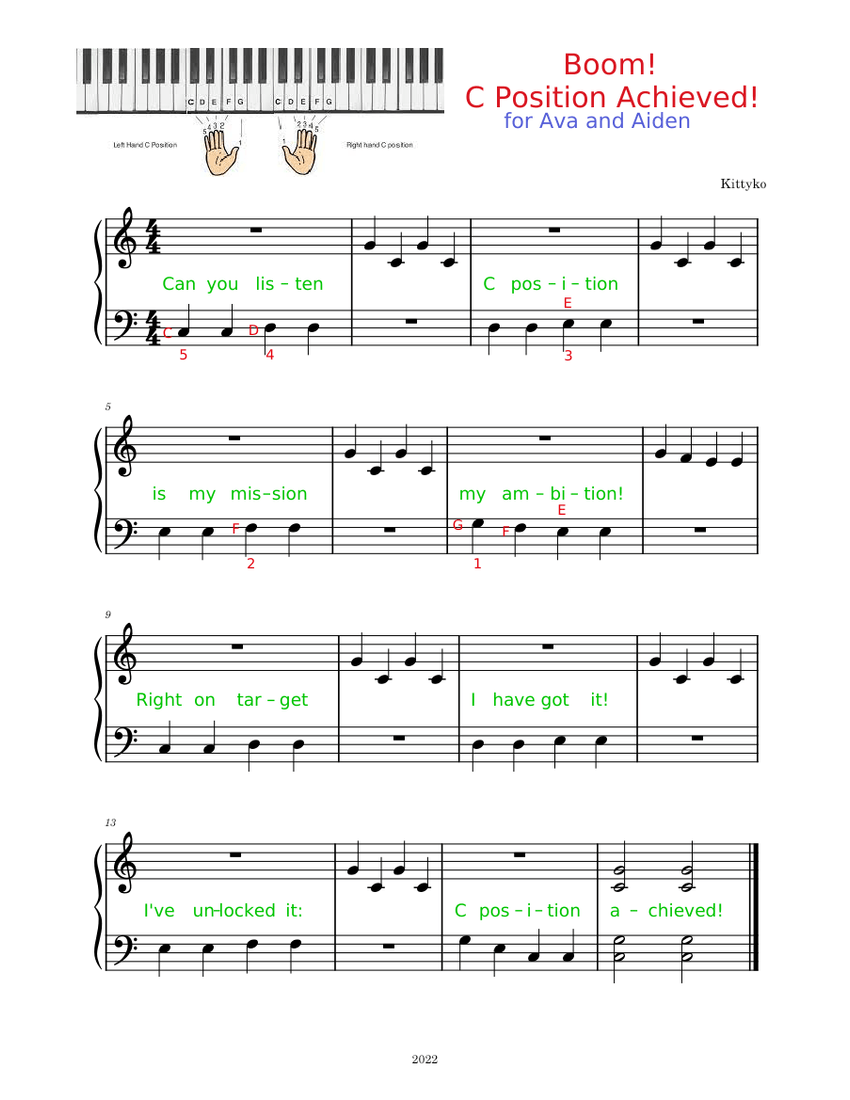 Boom! C Position Achieved! Sheet Music for Piano (Solo) Easy ...