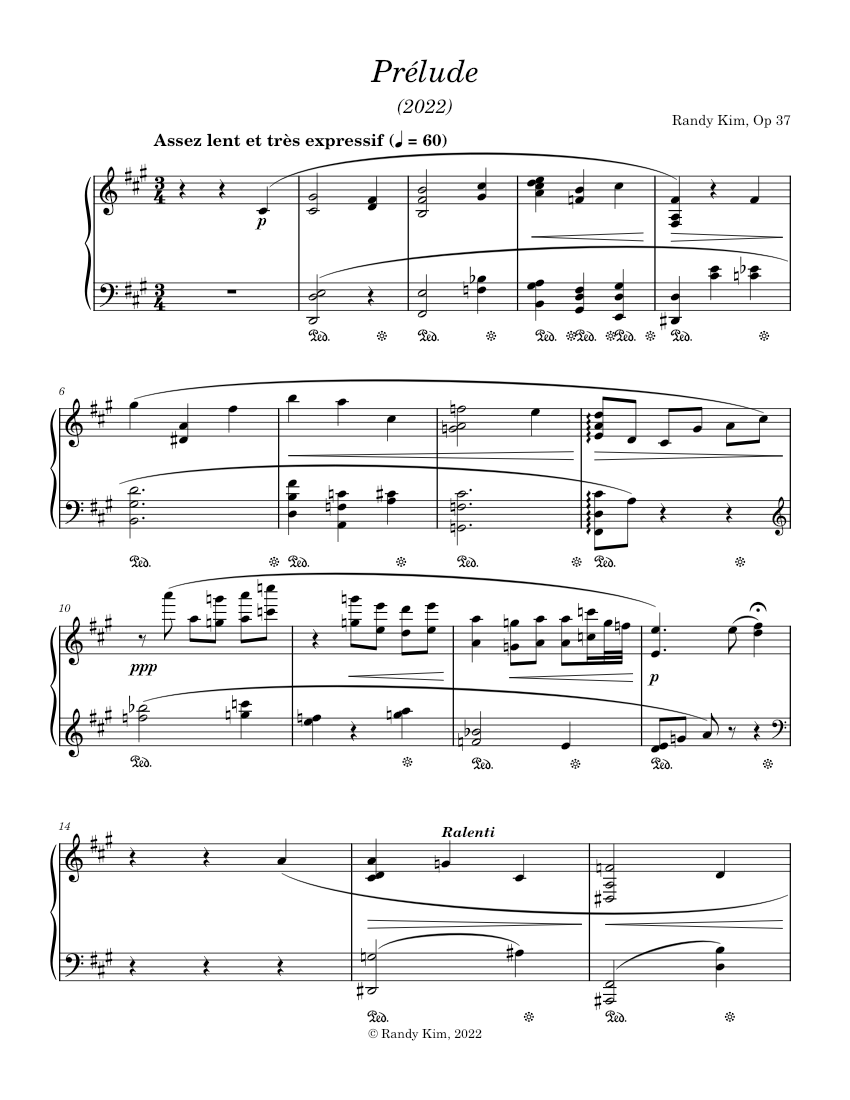 Prélude (2022) Sheet Music for Piano (Solo) Easy | MuseScore.com