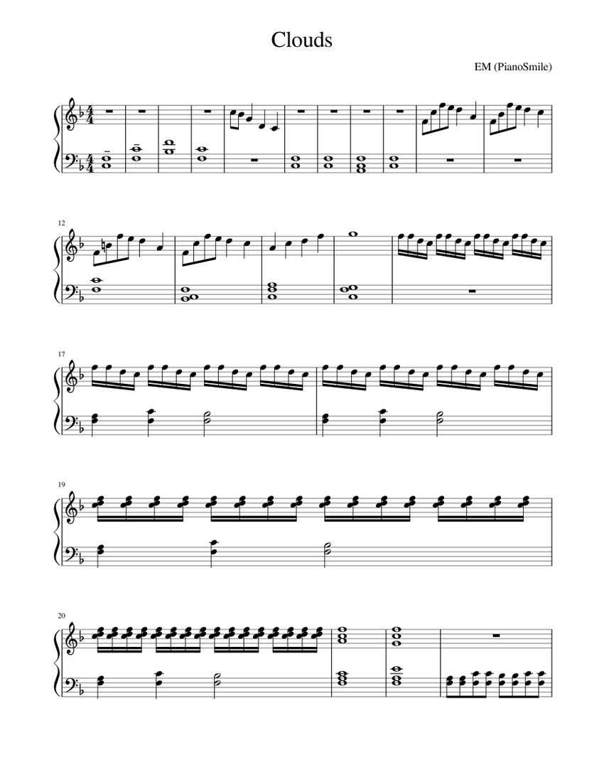 Clouds Sheet music for Piano (Solo) | Musescore.com