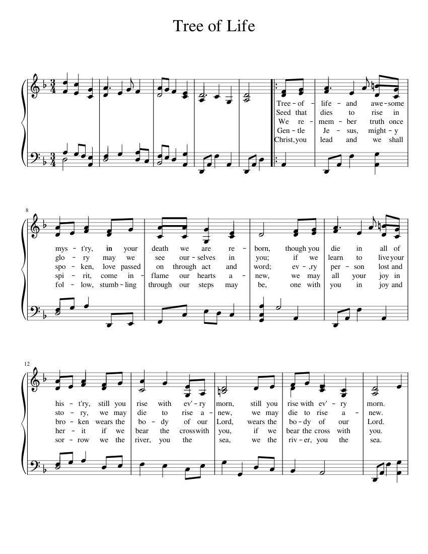 Tree of Life Sheet Music for Piano (Solo) | MuseScore.com
