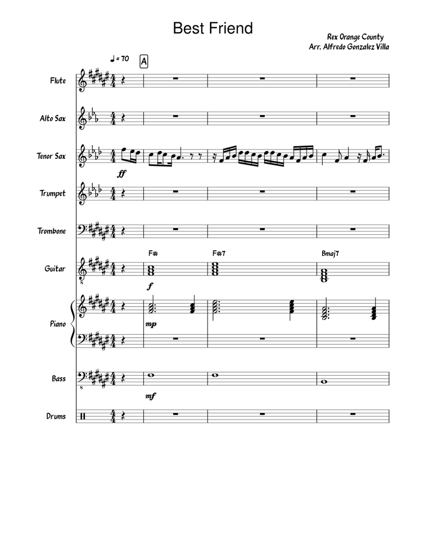 Best Friend Sheet Music for Piano, Trombone, Flute, Saxophone alto ...