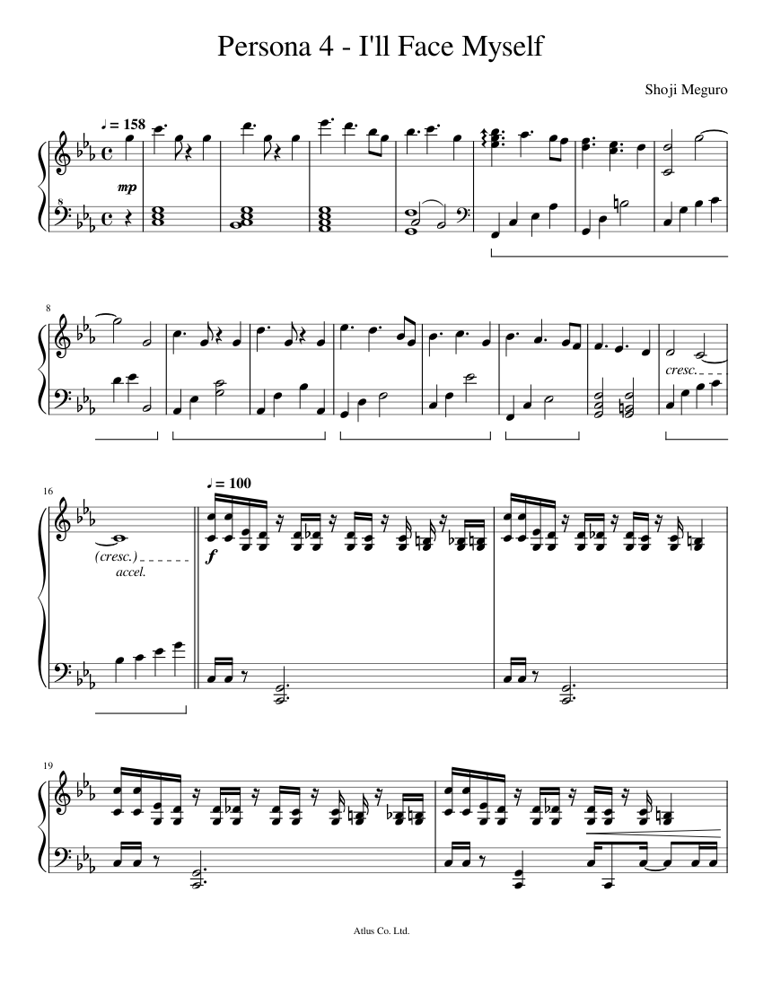 Persona 4 - I'll Face Myself Sheet Music for Piano (Solo) | MuseScore.com