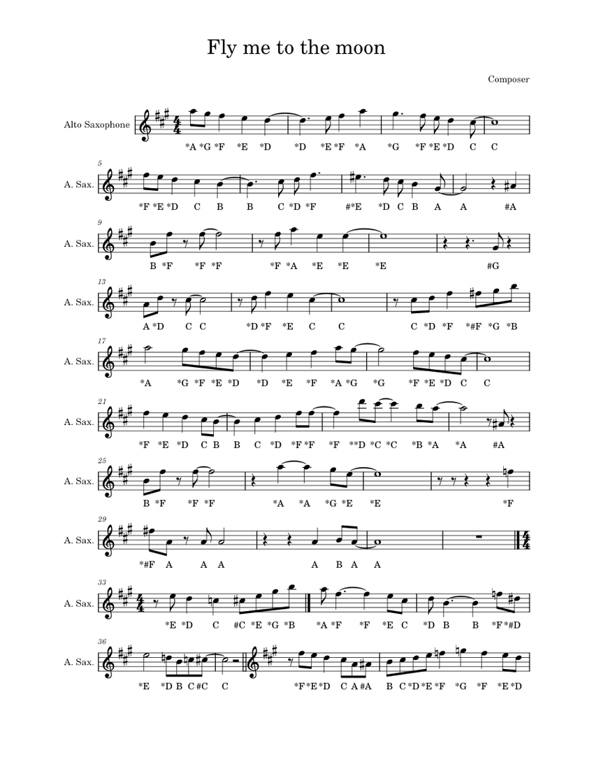 Fly me to the moon – Frank Sinatra Alto Sax Fly me to the moon2 Sheet ...