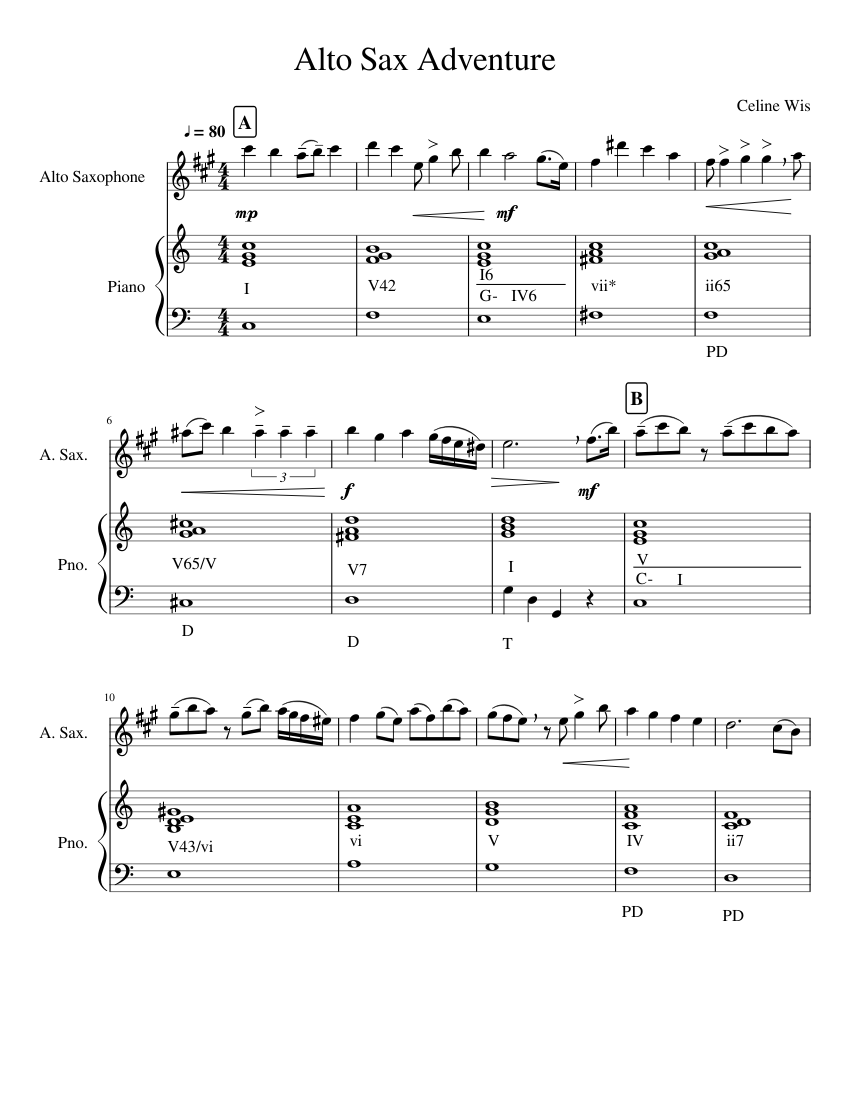 Alto Sax Adventure Sheet music for Piano, Saxophone alto (Solo ...