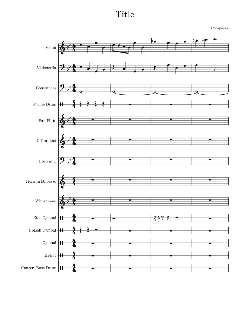 Draft 3 Sheet music for Contrabass, Vibraphone, Crash, Violin & more ...