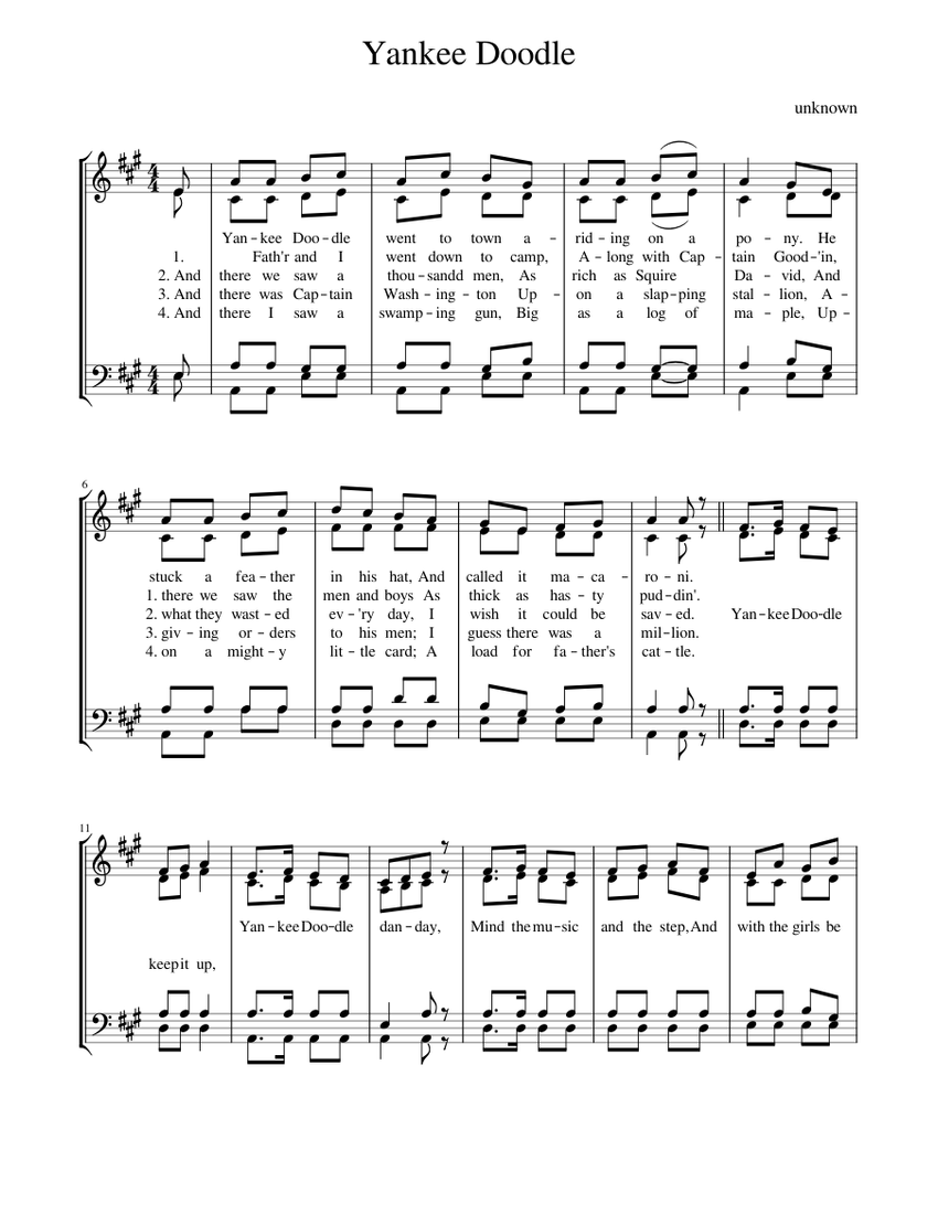 Yankee Doodle Sheet music for Piano (Piano Duo) | Musescore.com