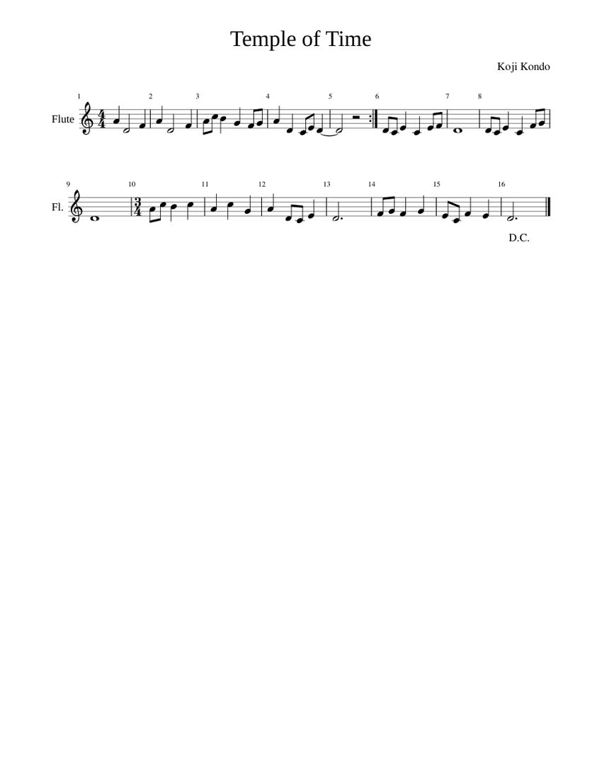 Temple of Time Sheet Music for Flute (Solo) | MuseScore.com