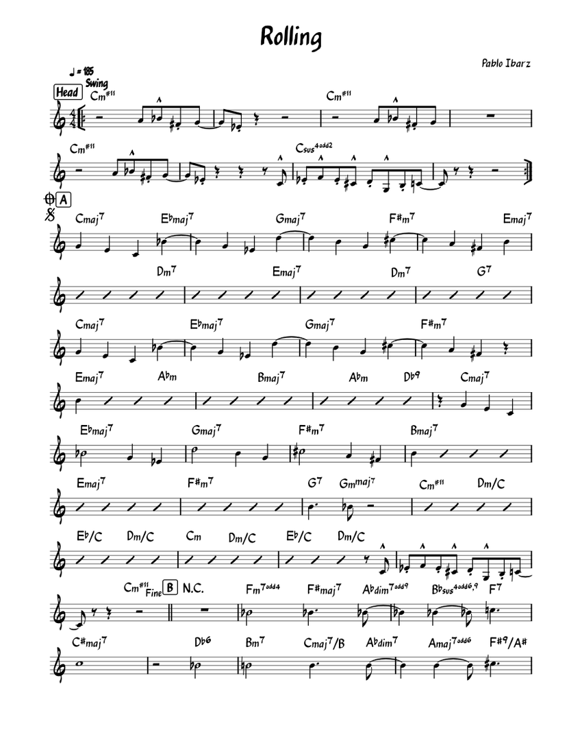 Rolling Sheet music for Piano (Jazz Band) | Musescore.com