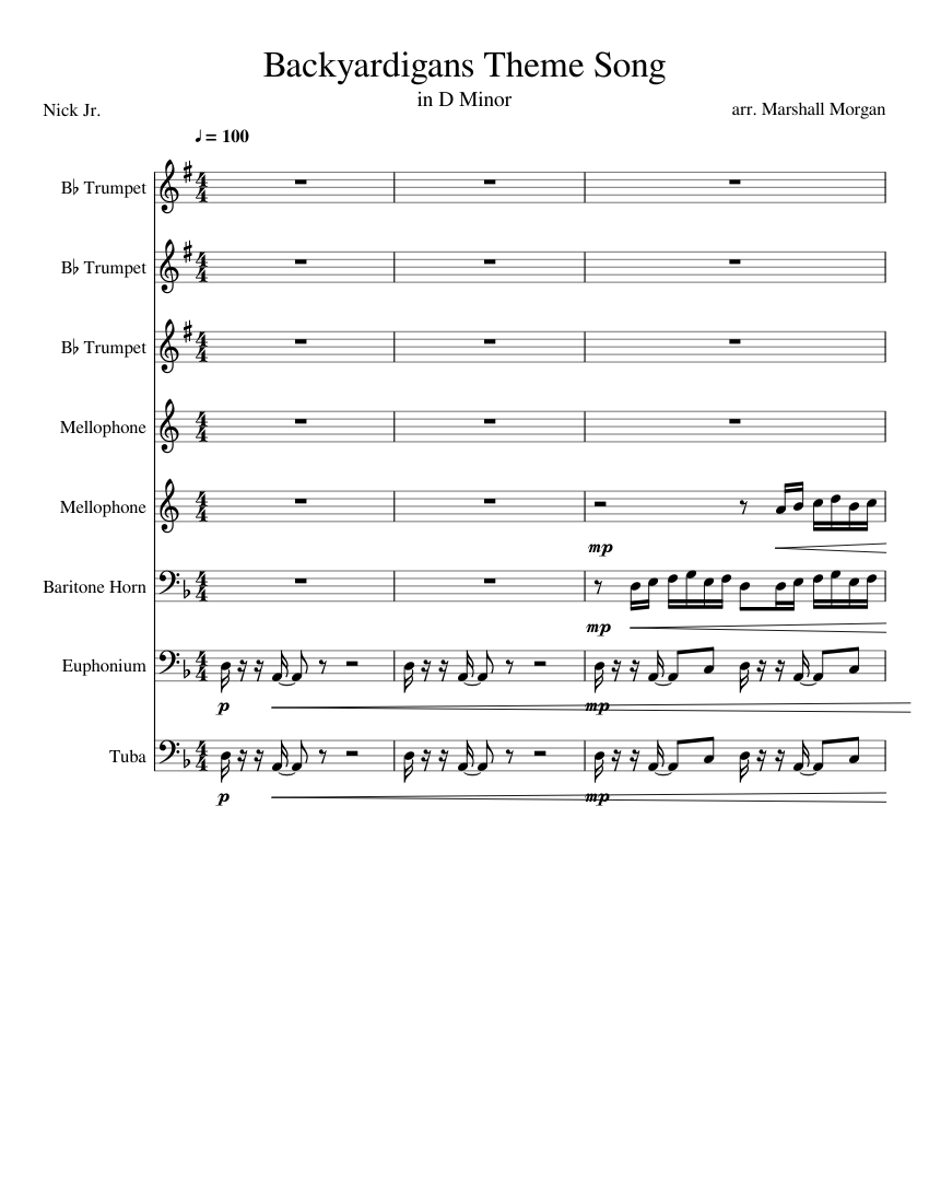 Backyardigans Theme Song with a twist for Drum Corps Sheet Music for ...