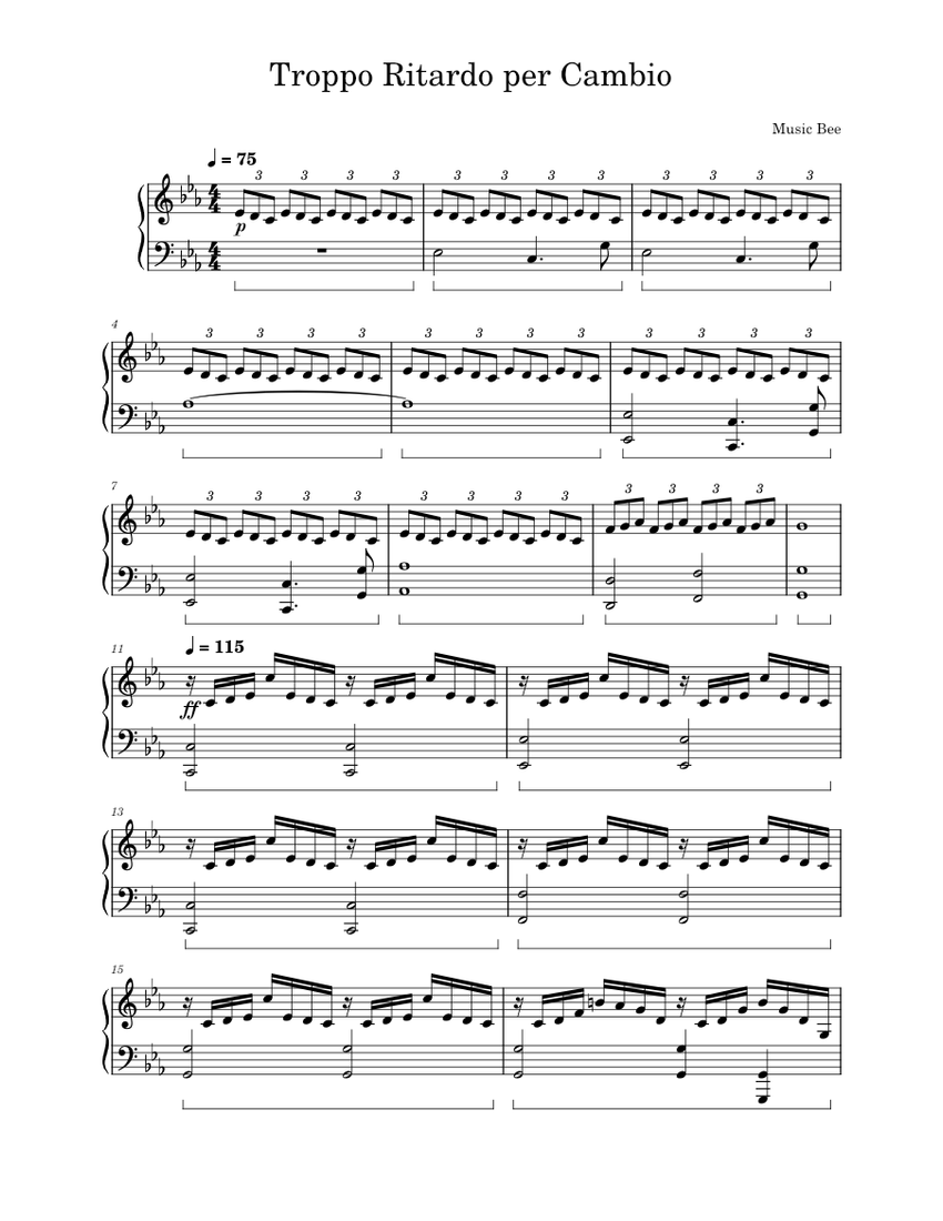 Troppo Ritardo per Cambio Sheet music for Piano (Solo) | Musescore.com