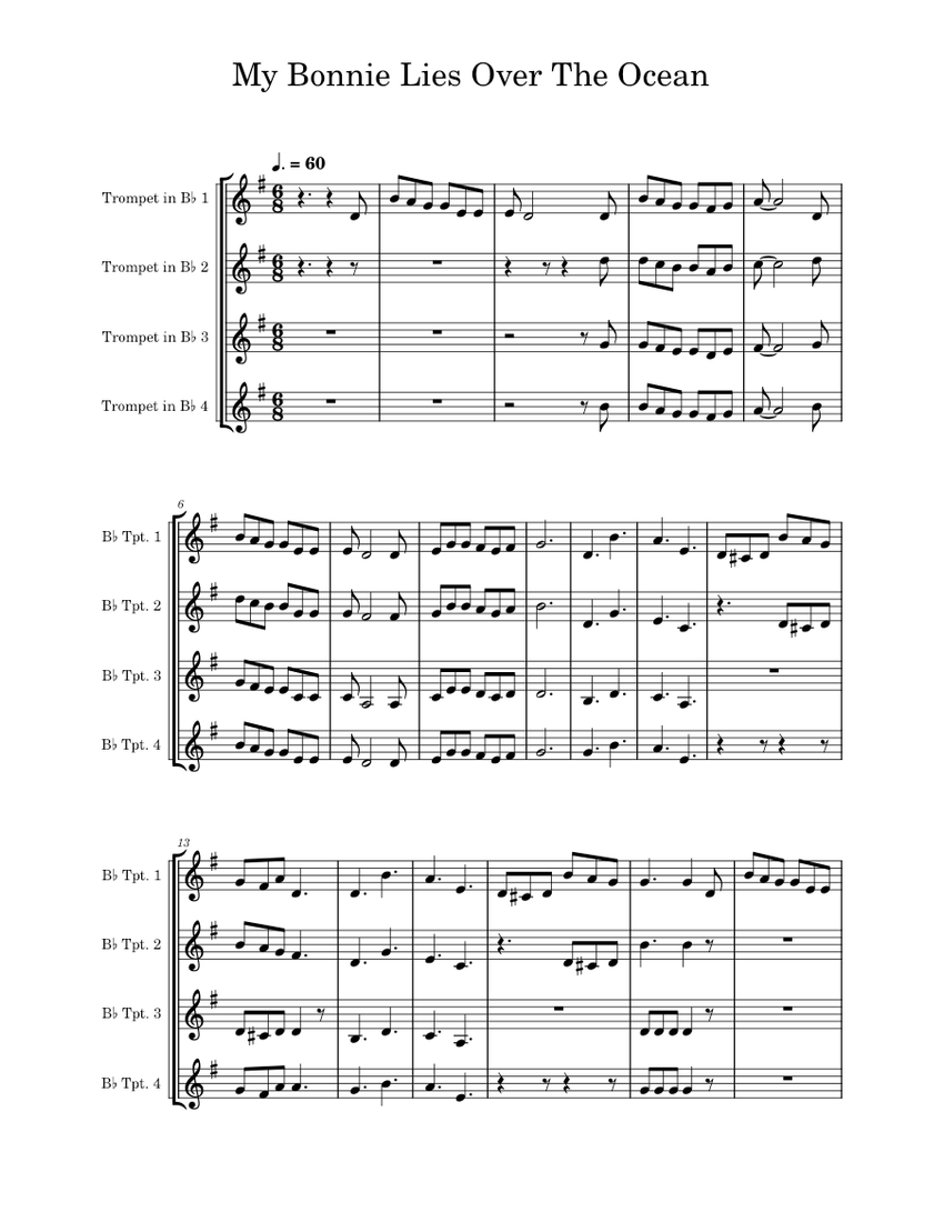 My bonnie lies over the ocean – Misc Traditional My Bonnie Lies Over ...