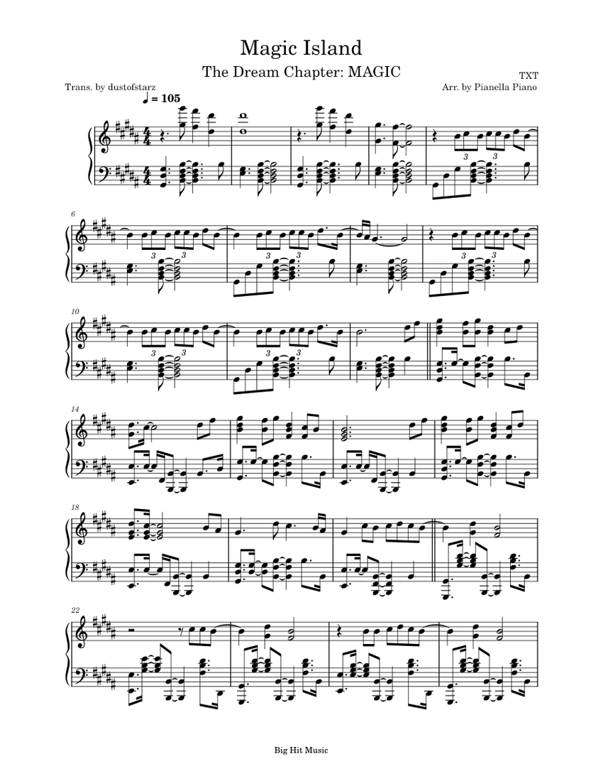 Magic Island - TXT (Pianella Piano) Sheet music for Piano (Solo ...