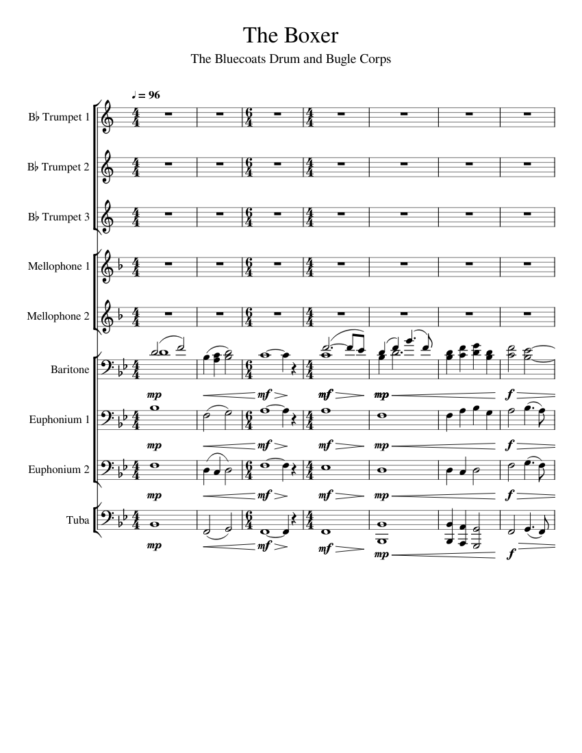 The Boxer (WIP) Sheet Music for Euphonium, Tuba, Mellophone, Trumpet in ...