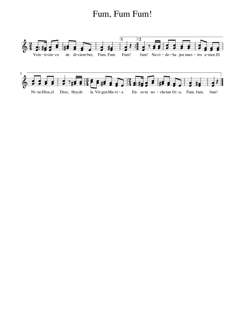 Fum, Fum Fum! Sheet music for Piano (Solo) Easy | Musescore.com