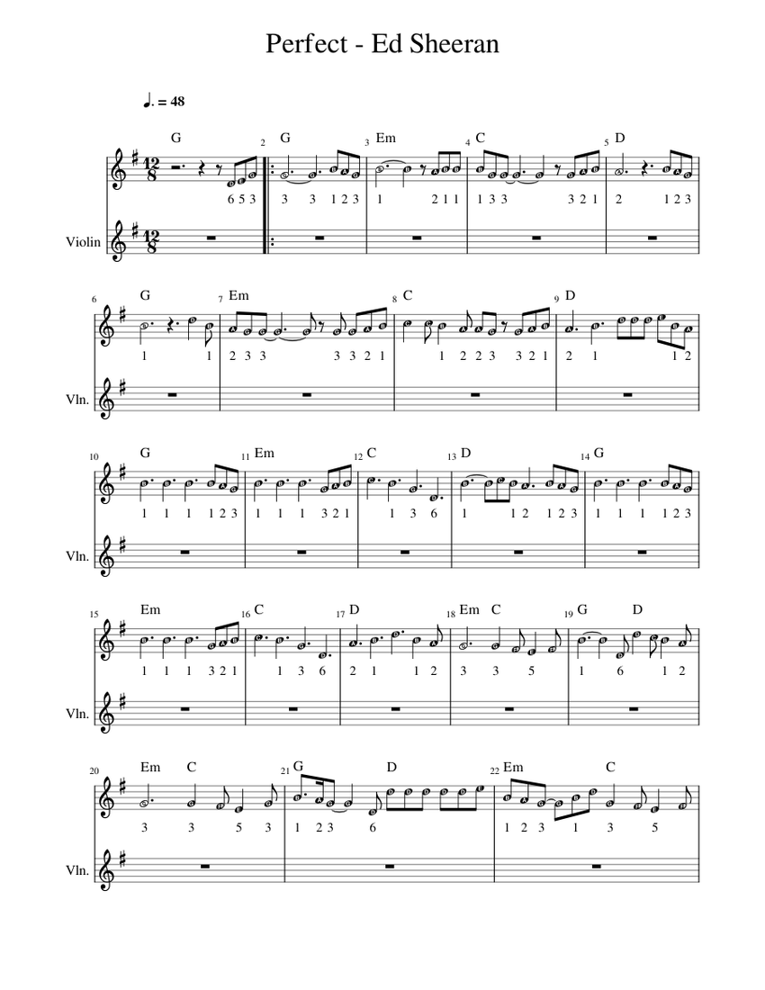 Perfect – Ed Sheeran - Leadsheet- Soprano Recorder Sheet Music with ...