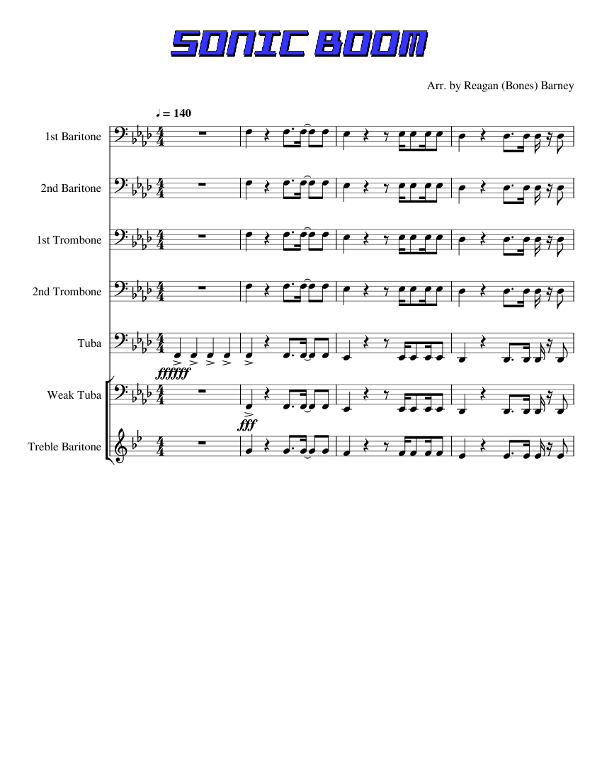 Sonic Boom Sheet Music for Trombone, Euphonium, Tuba, Baritone horn ...
