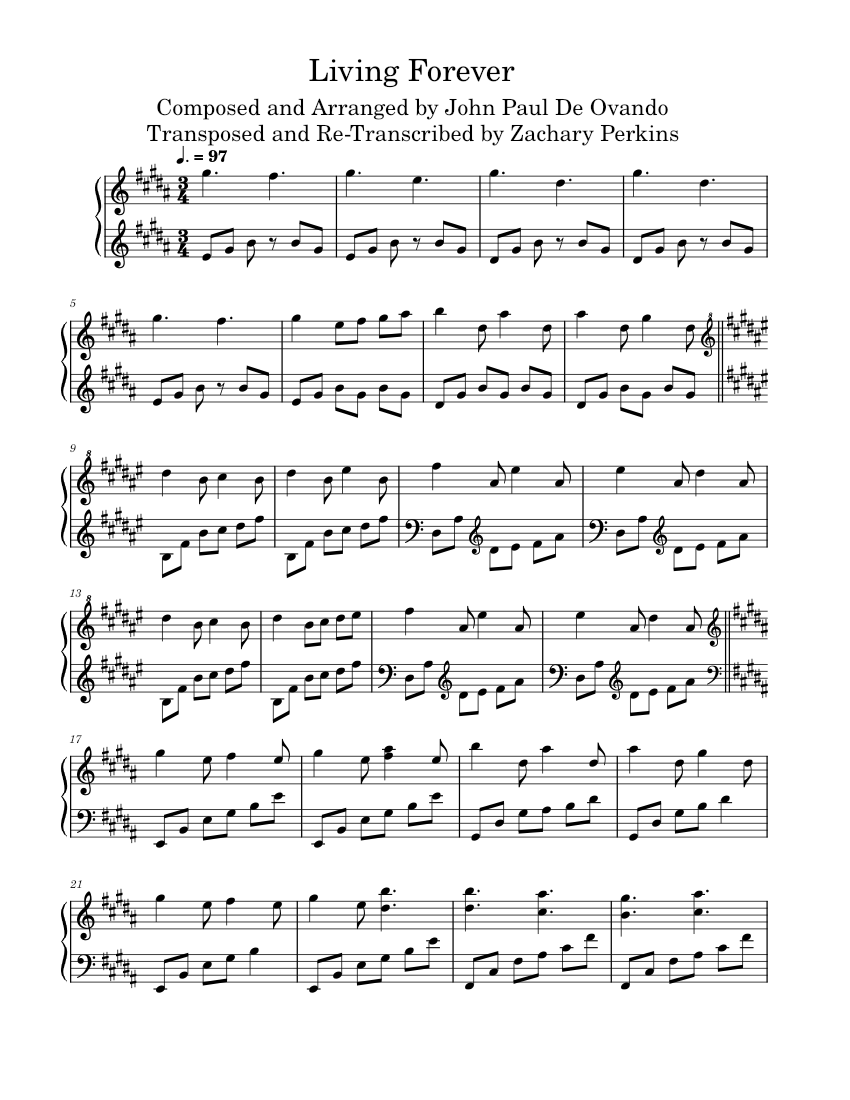 Living Forever Sheet Music for Piano (Solo) | MuseScore.com