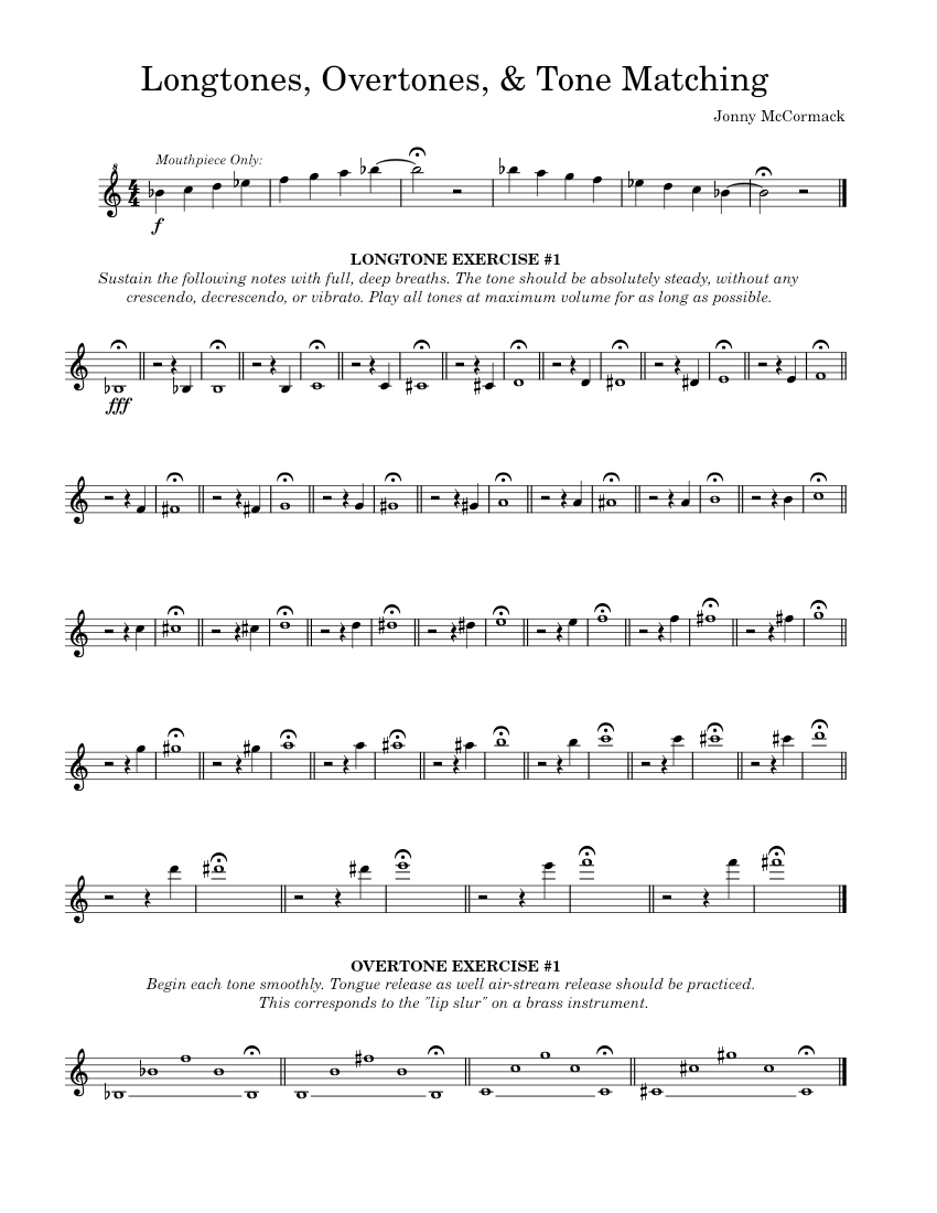 Longtones, Overtones, & Tone Matching Sheet music for Saxophone tenor ...