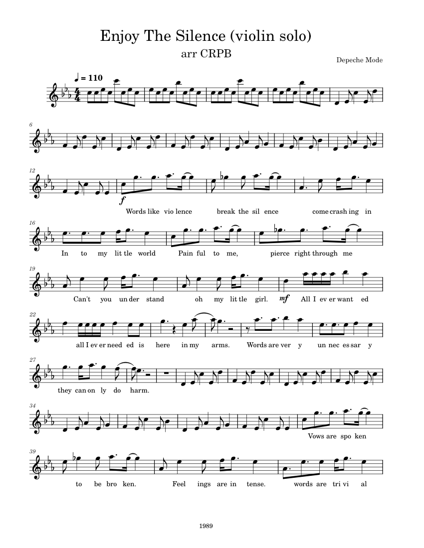 Enjoy the silence – Depeche Mode (violin solo) Sheet music for Violin ...