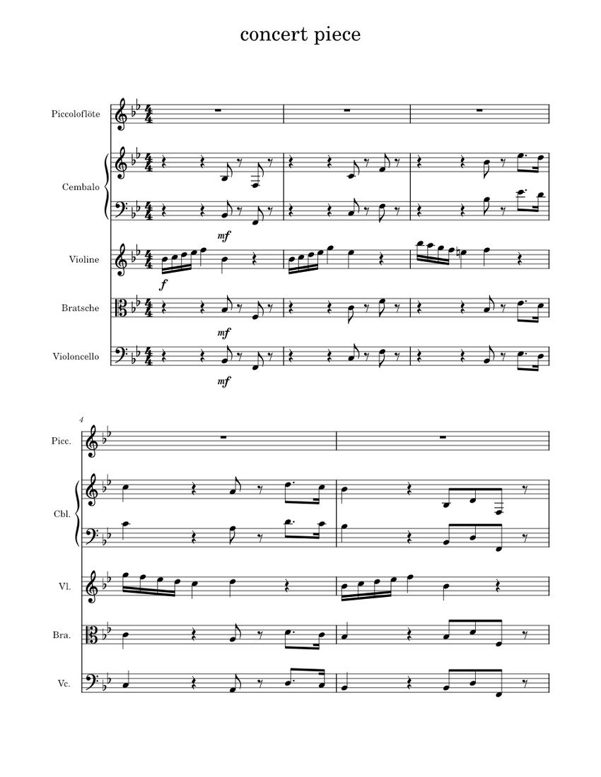 concert piece for piccolo Sheet music for Harpsichord, Flute piccolo ...