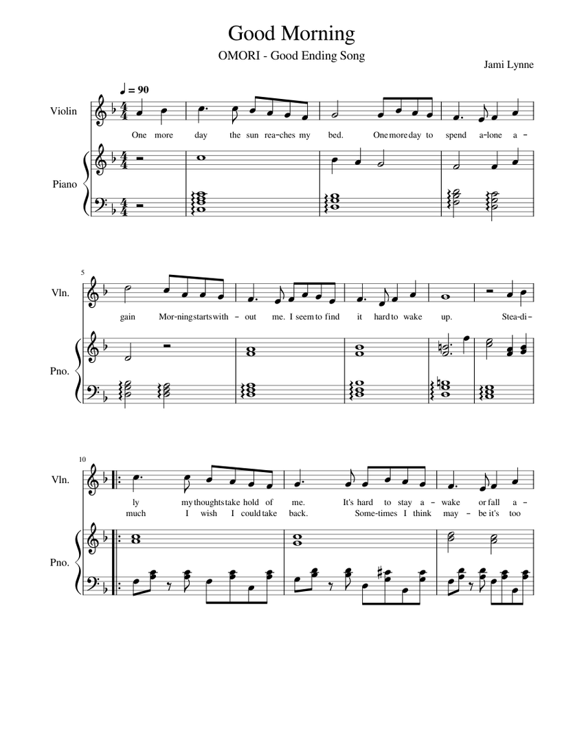 OMORI - Good Morning Sheet music for Piano, Violin (Solo) | Musescore.com