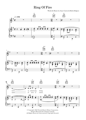 Ring of fire - Johnny Cash Sheet Music for Piano, Drum group (A Capella ...