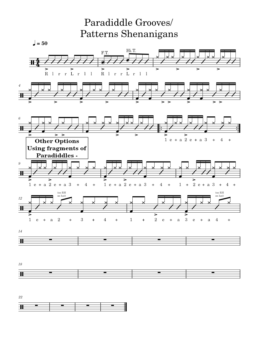 Student Arrangement Paradiddle_Grooves_Patterns_Shenanigans Sheet music ...