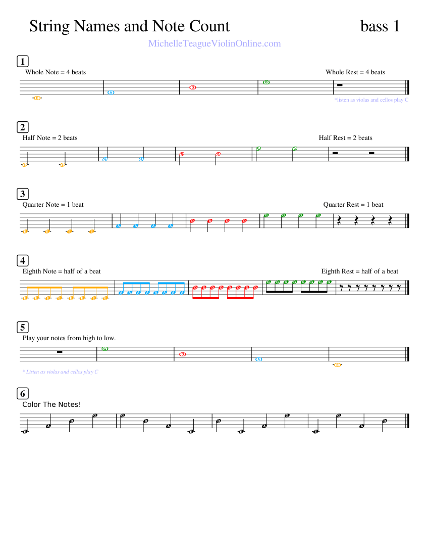 String Names and Count_ My Colorful Note Book_page 1 bass Sheet music ...