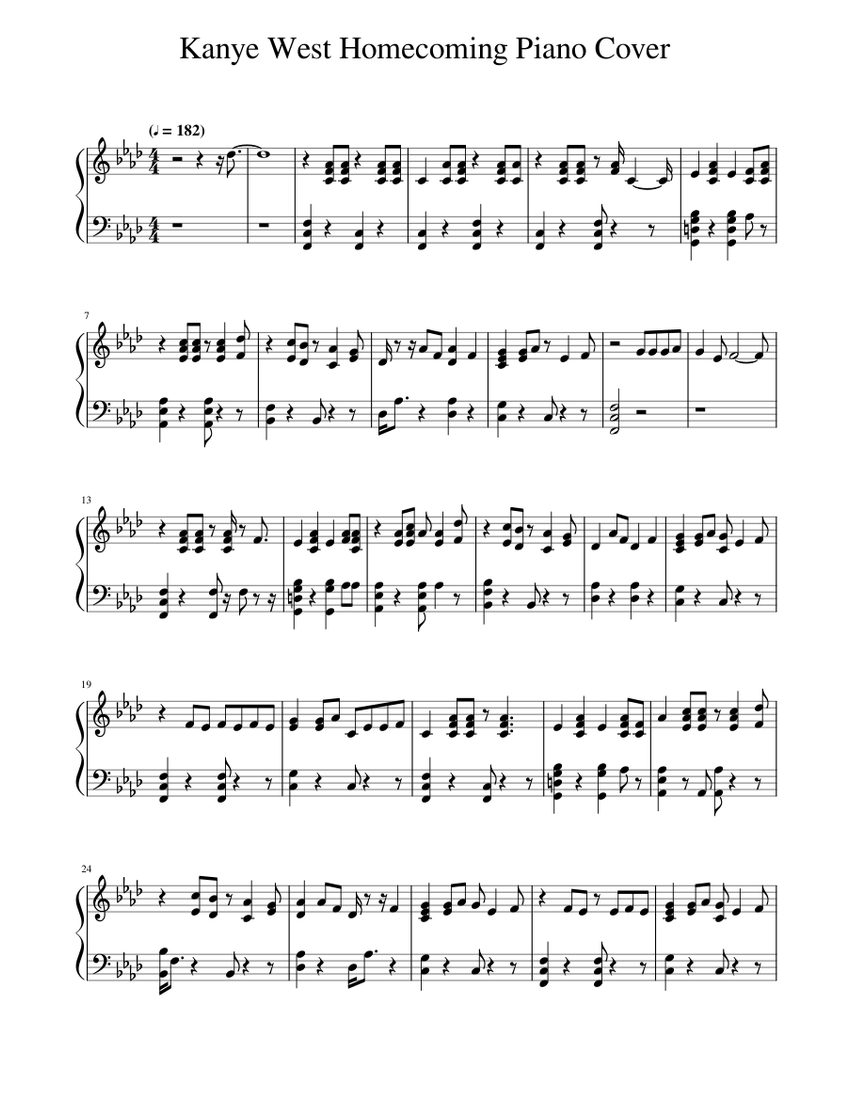 Kanye West Homecoming Piano Cover Sheet Music for Piano (Solo) | MuseScore.com