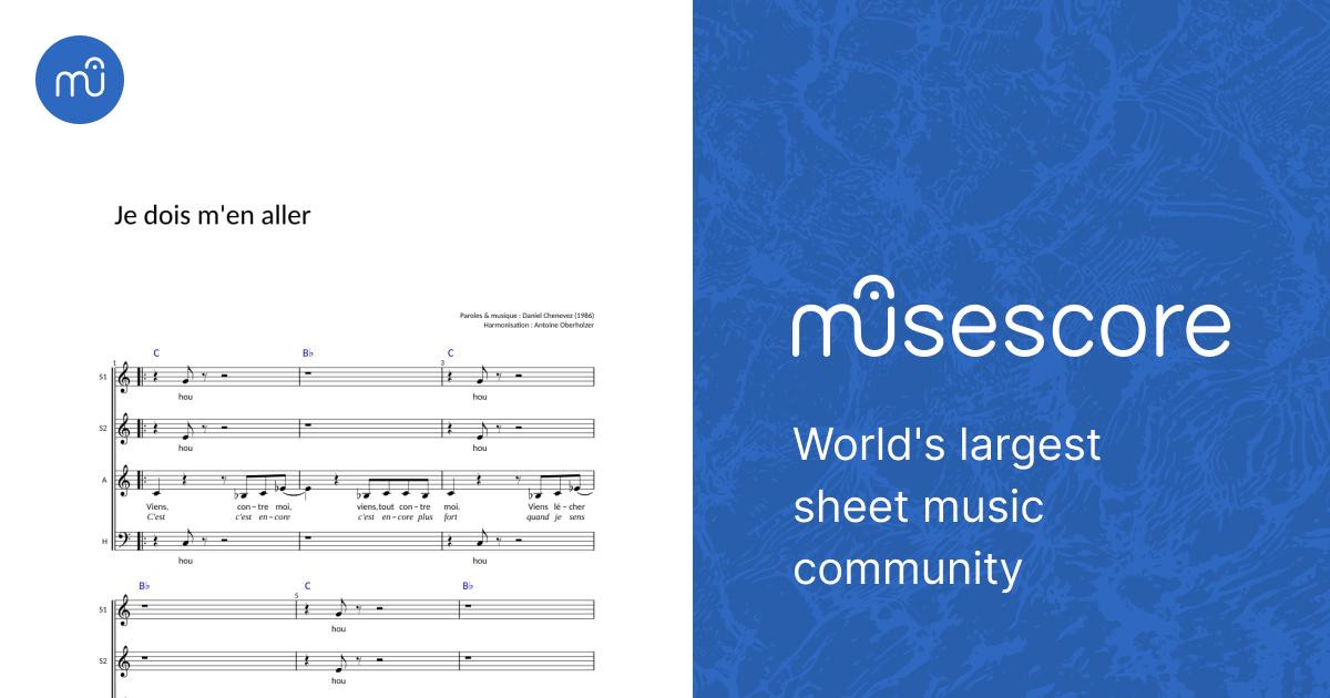 Je dois m'en aller – Niagara Sheet Music with Chords for Piano (Choral ...