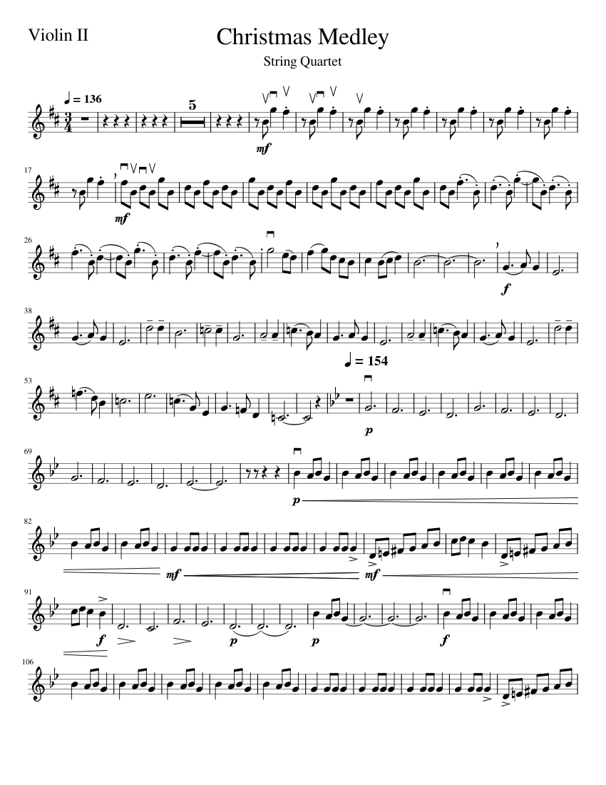 Christmas Medleyv2-Violin II Sheet music for Violin (Solo) | Musescore.com