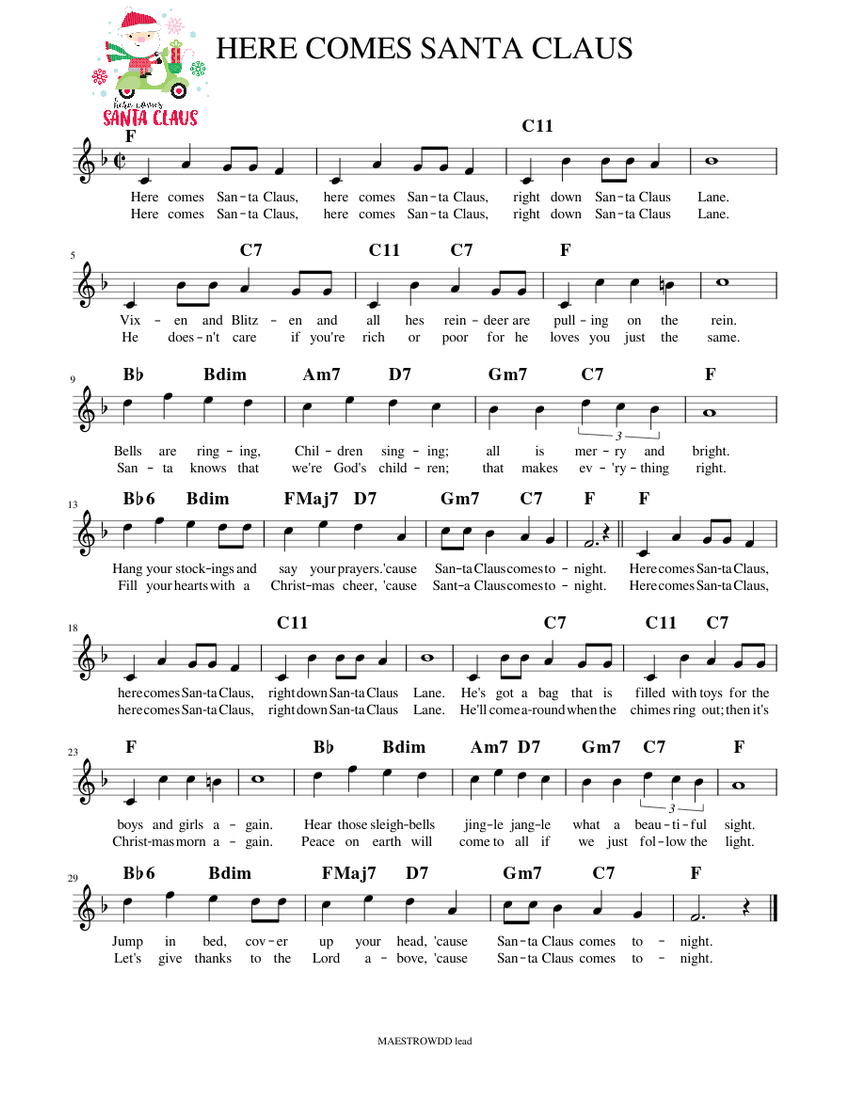 HERE_COMES_SANTA_CLAUS Sheet Music for Piano (Solo) easy | MuseScore.com