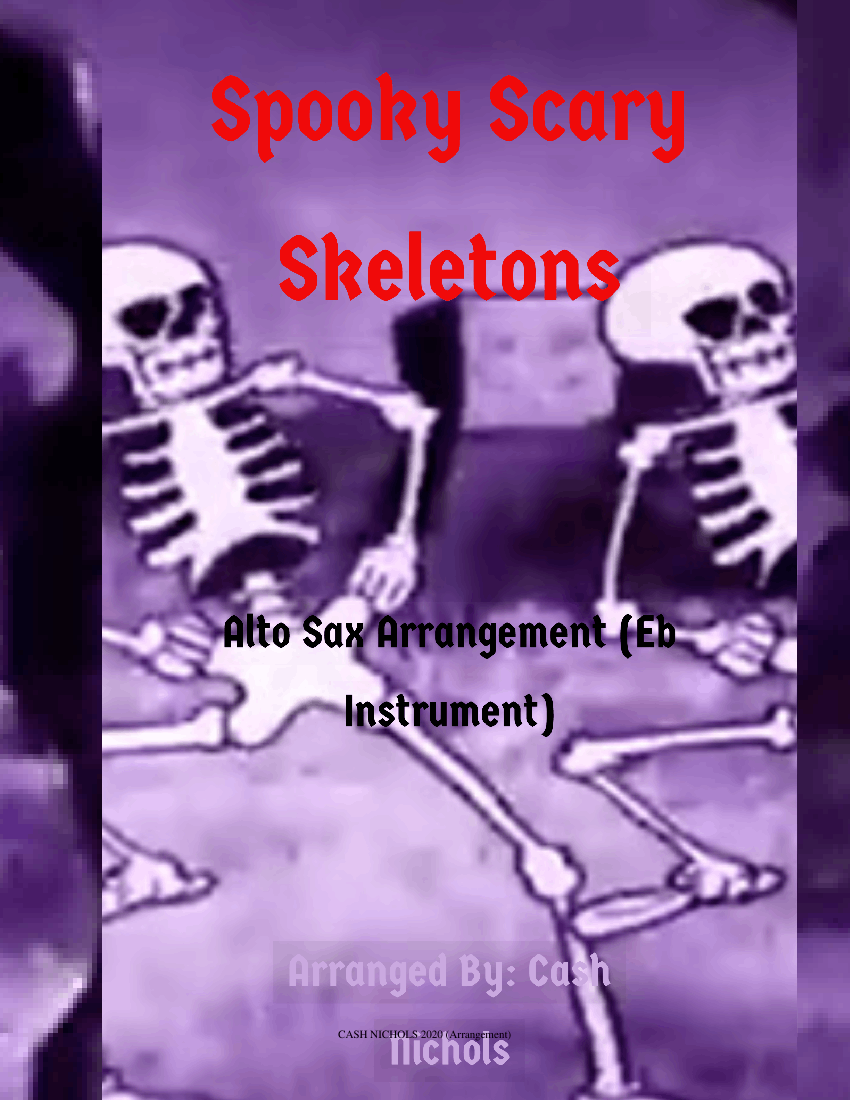 Spooky Scary Skeletons Alto Sax Sheet Music for Saxophone alto, Marimba ...