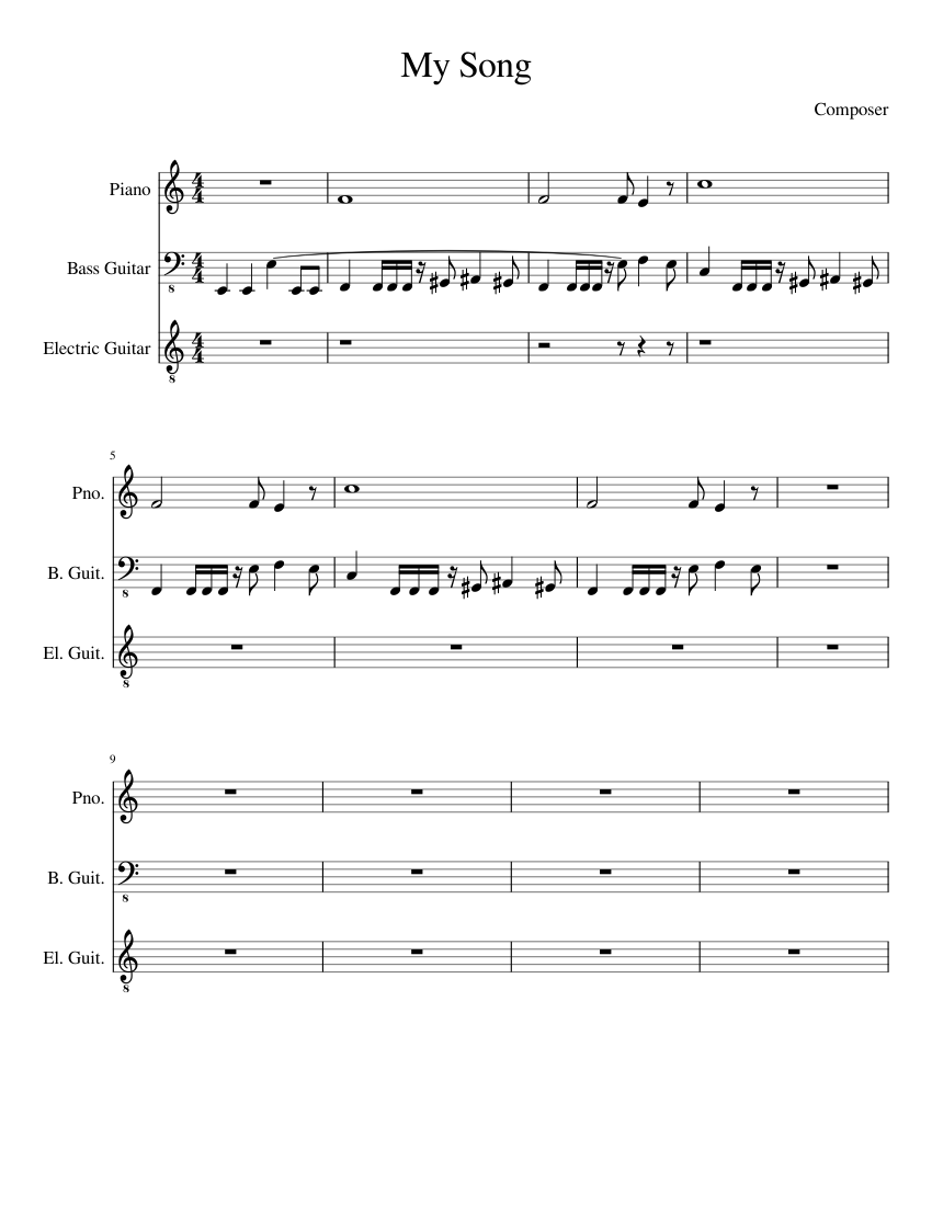 My Song Sheet music for Piano, Guitar, Bass guitar (Mixed Trio ...