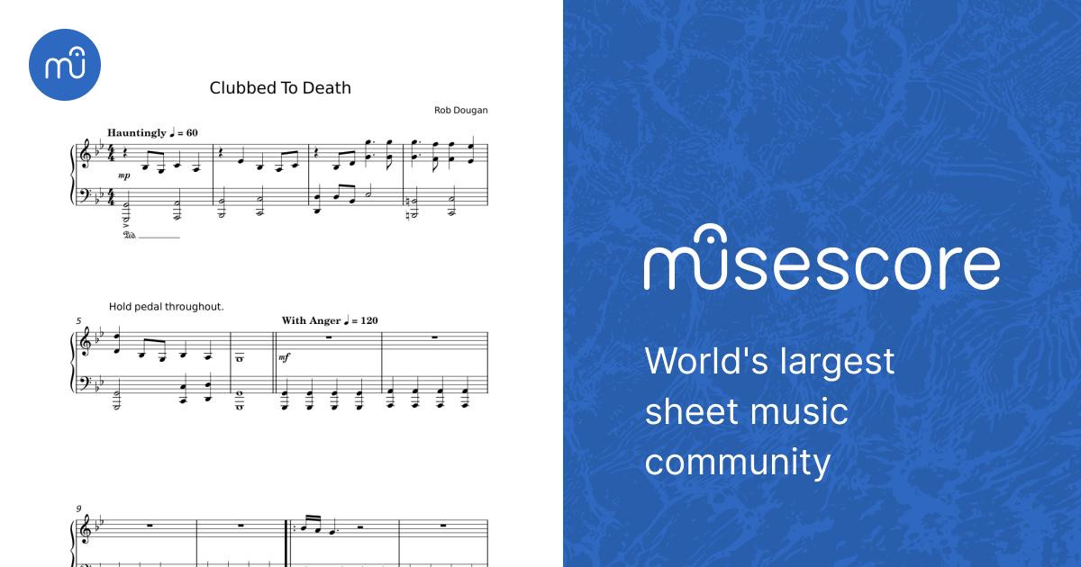 Clubbed to death - Rob Dougan Sheet music for Piano (Piano Duo ...