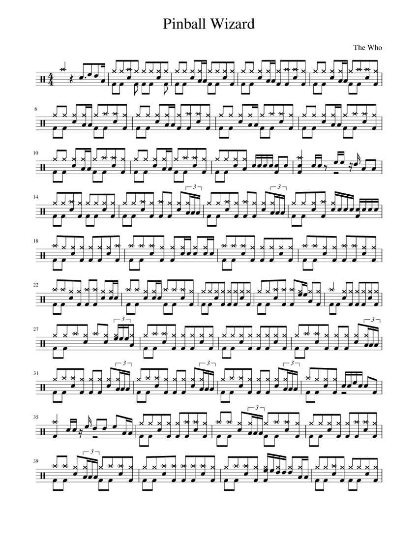 Pinball Wizard Sheet Music for Drum group (Solo) | MuseScore.com