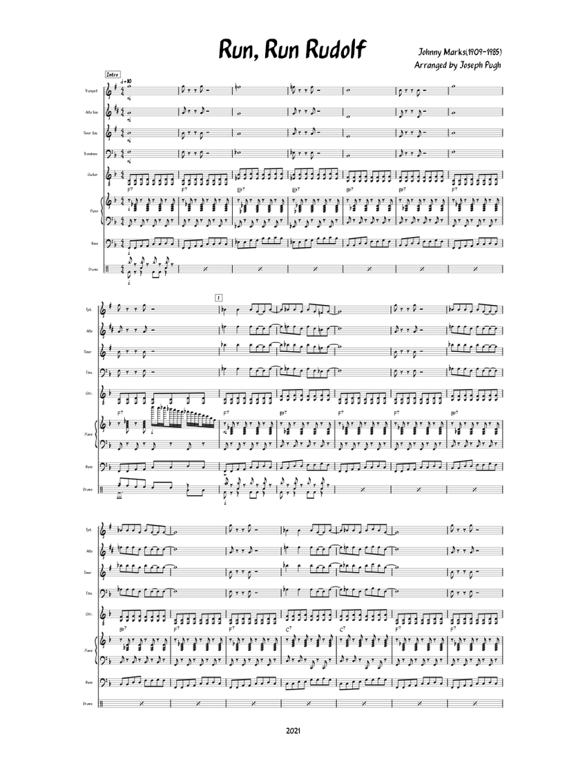 Run rudolph run – Johnny Marks Sheet Music with Chords for Piano ...