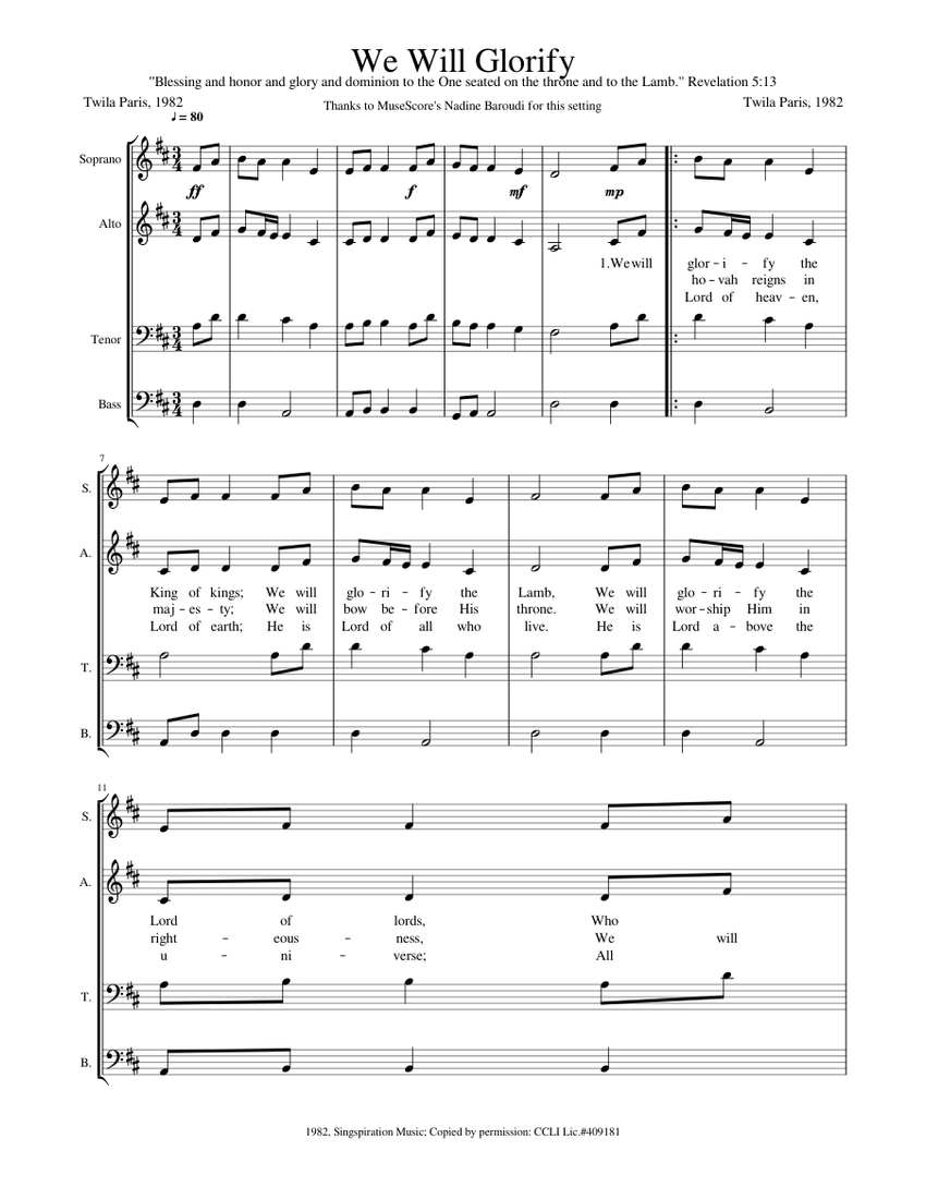 We Will Glorify Sheet music for Bass guitar (Solo) | Musescore.com