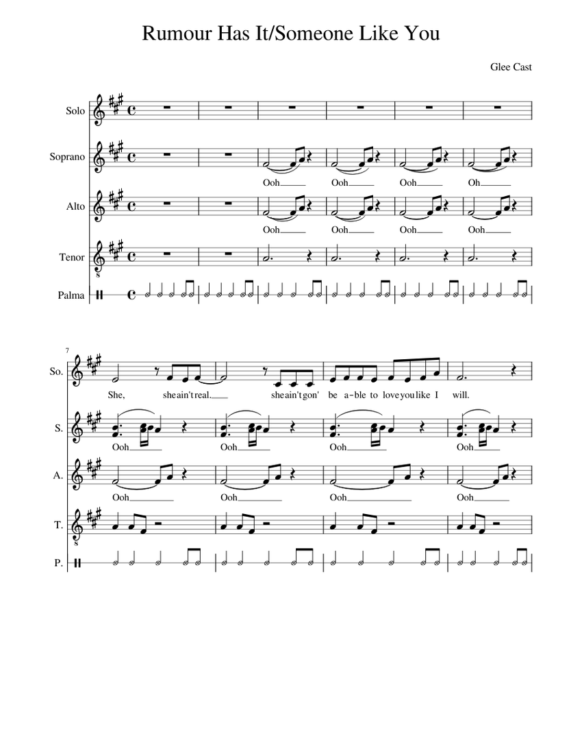 Rumours Has It - Glee Sheet music for Soprano, Alto, Tenor, Vocals ...