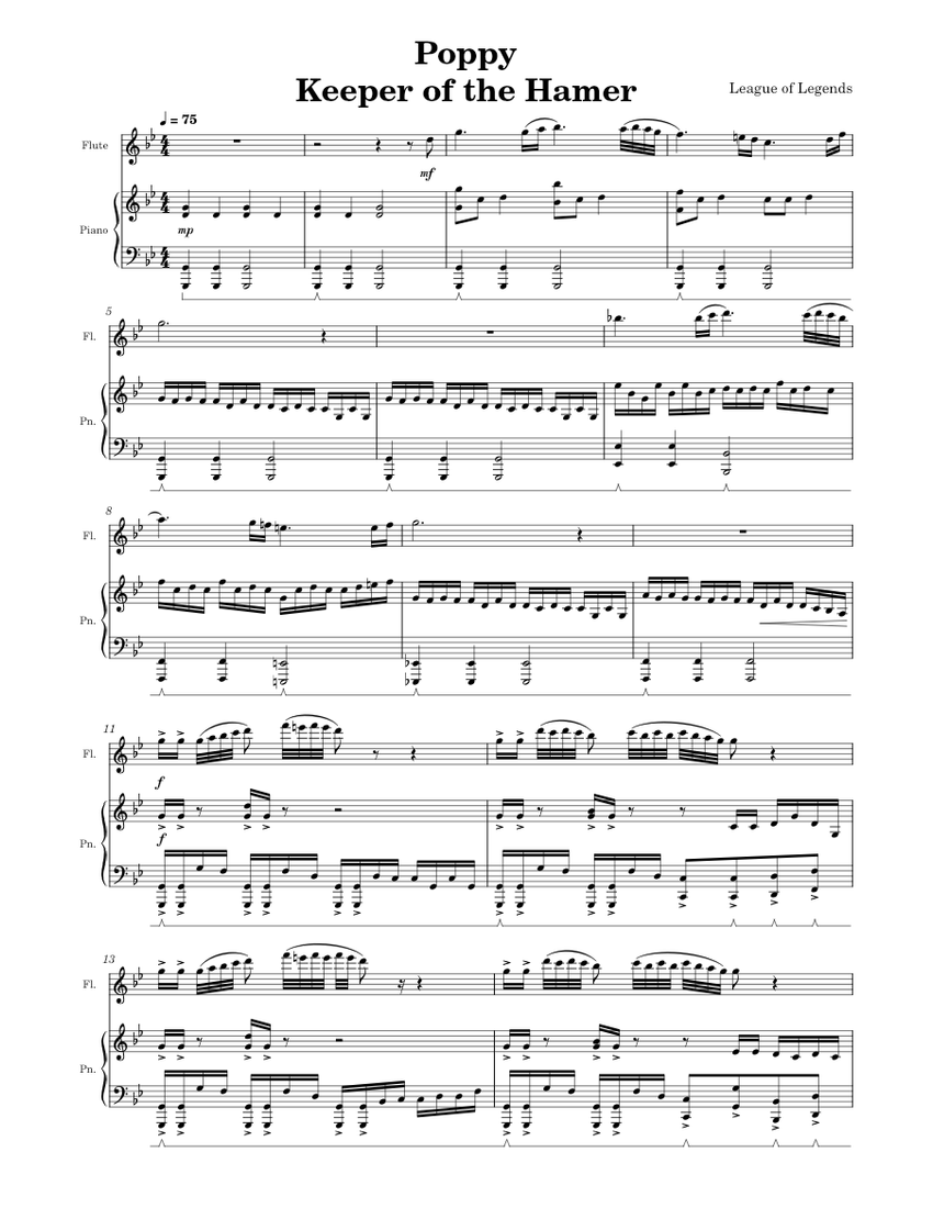 Poppy, Keeper of the Hamer – League of Legends Sheet music for Piano ...