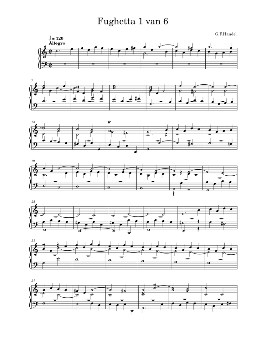 Fughetta – G.F.Handel Fughetta – G.F.Handel Sheet music for Piano (Solo ...