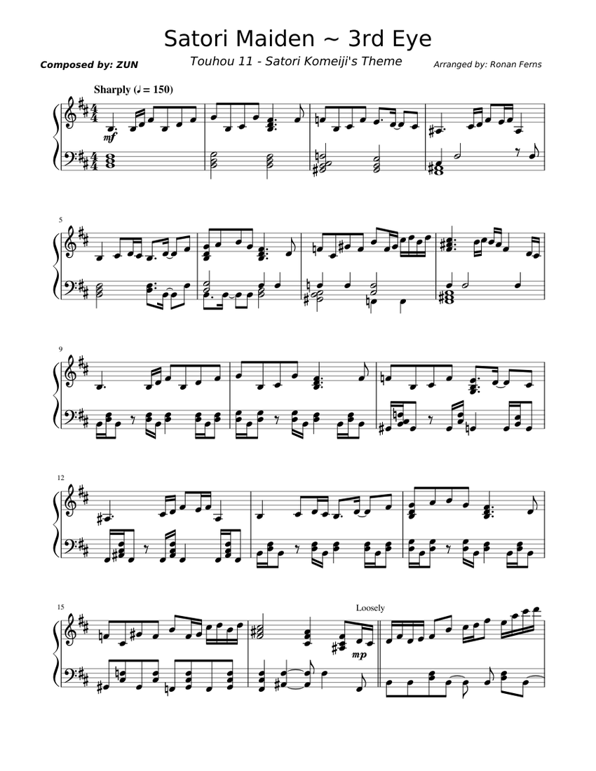 Satori Maiden 3rd Eye Sheets Sheet music for Piano (Solo) | Musescore.com