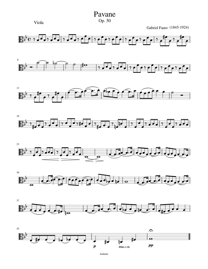 Pavane Op. 50 Sheet music for Viola (Solo) | Musescore.com