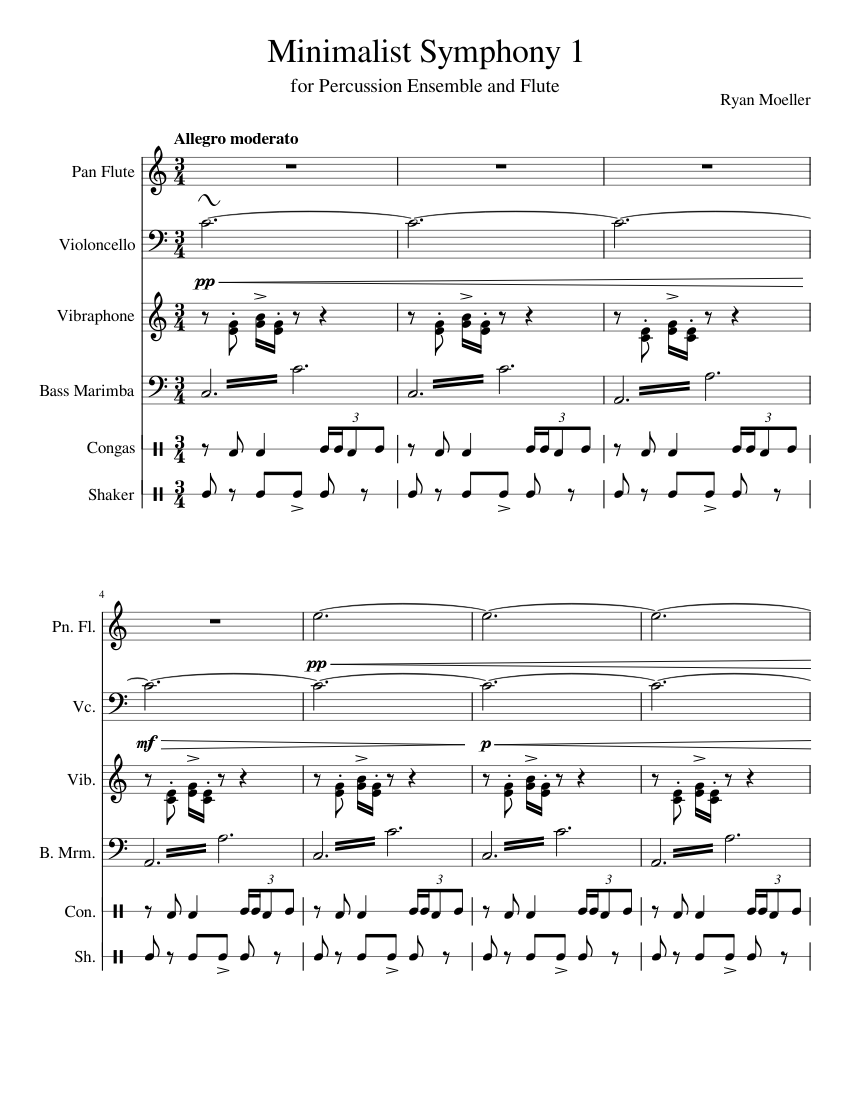 Minimalist Symphony 1 Sheet music for Vibraphone, Cello, Drum group ...