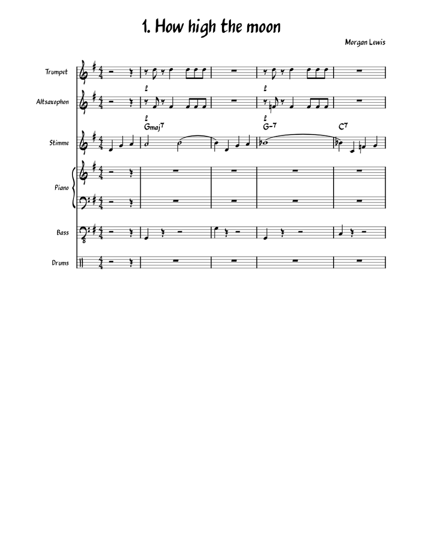 How high the moon – Lewis Morgan How high the moon musescore Sheet ...